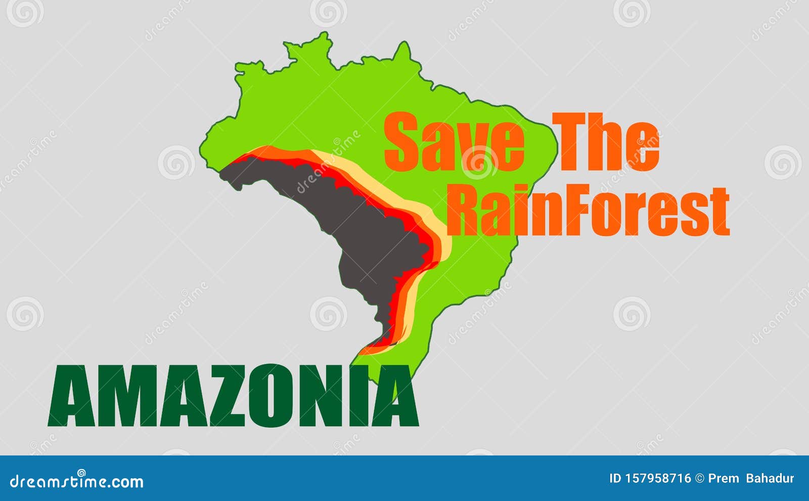 Brazilian Amazon Forest Burning Illegal Deforestatio Stock Illustration ...