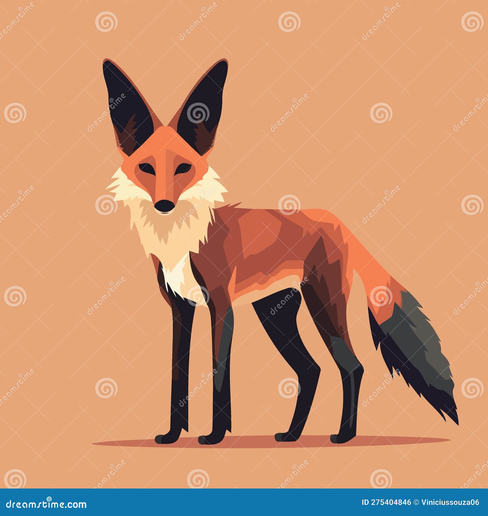 Brazilian Animal Maned Wolf Stock Vector - Illustration of maned, wild ...