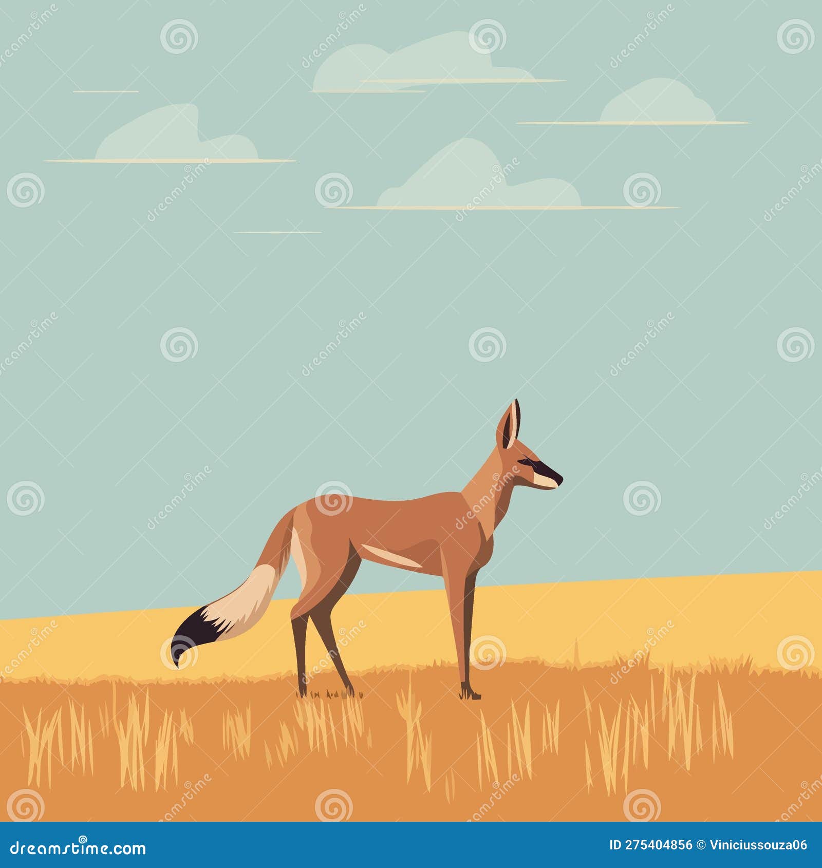 Brazilian Animal Maned Wolf Stock Vector - Illustration of chrysocyon ...