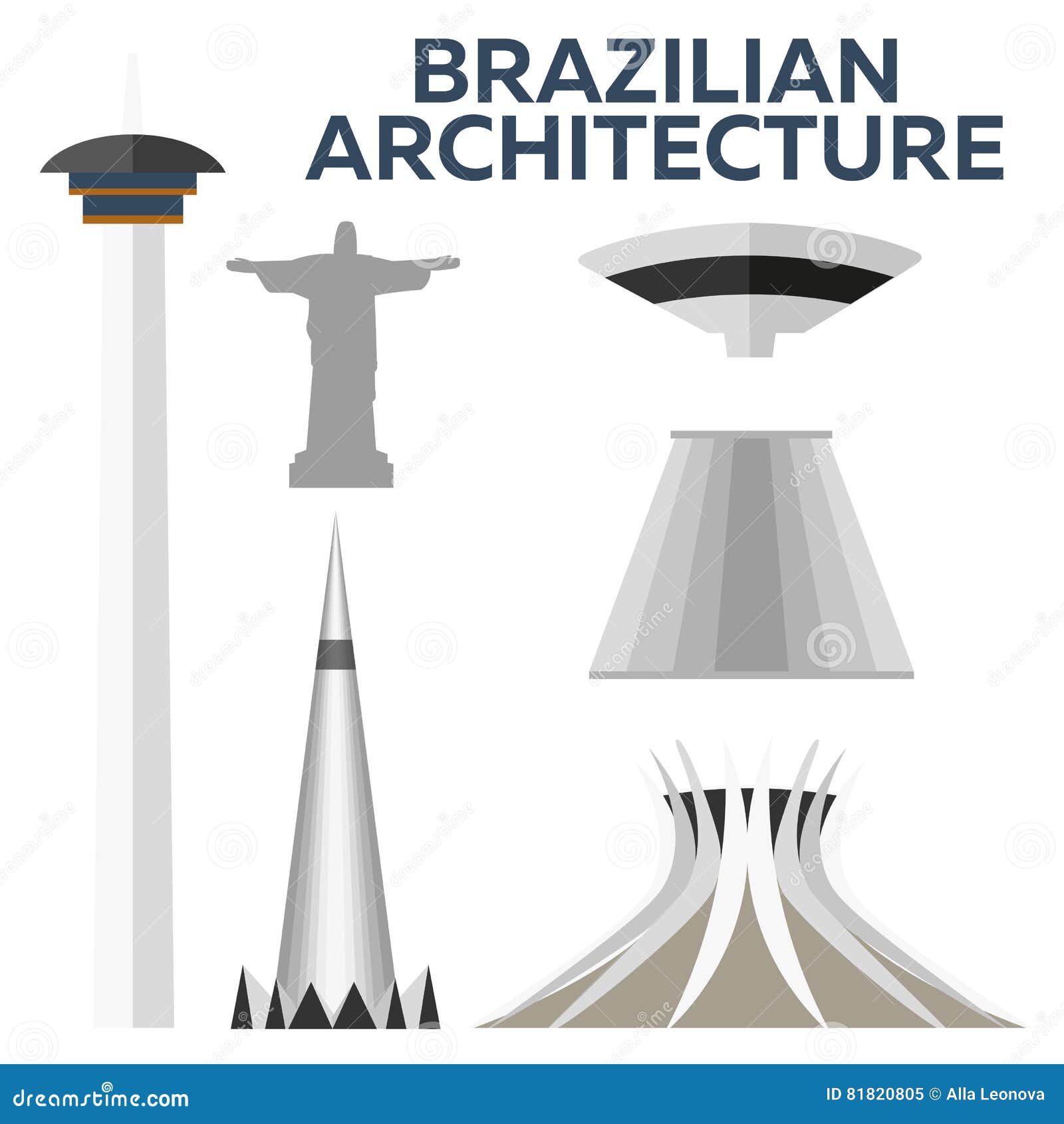 Brazilian Architecture. Modern Flat Design. Vector Illustration. Stock ...
