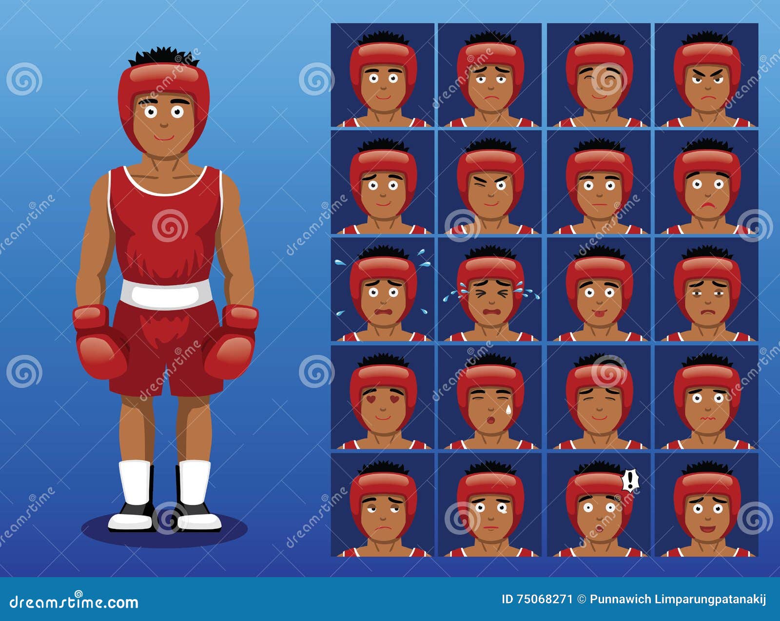 Tired Boxer In Helmet And Gloves Resting In The Corner Of The Ring ...