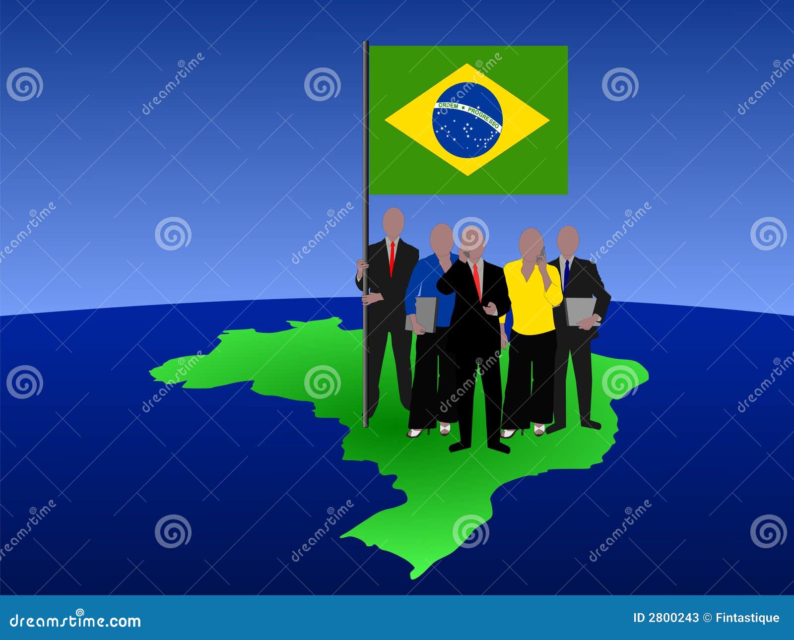 Brazilian Business Team on Map Stock Vector - Illustration of nation ...