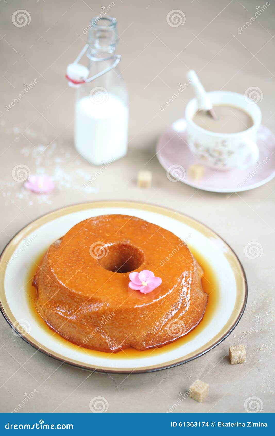 Brazilian Caramel Coconut Tapioca Pudding Stock Photo - Image of flan ...