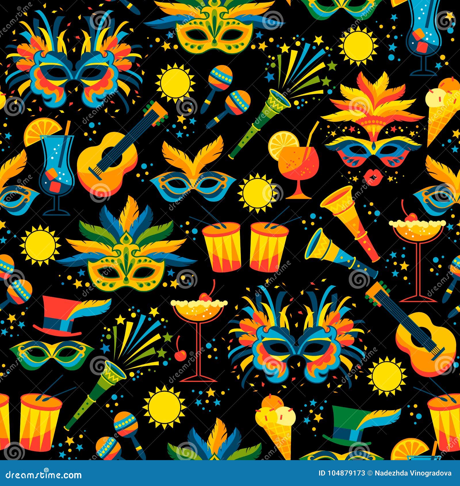 Brazilian Carnival. Vector Seamless Pattern Stock Vector - Illustration ...