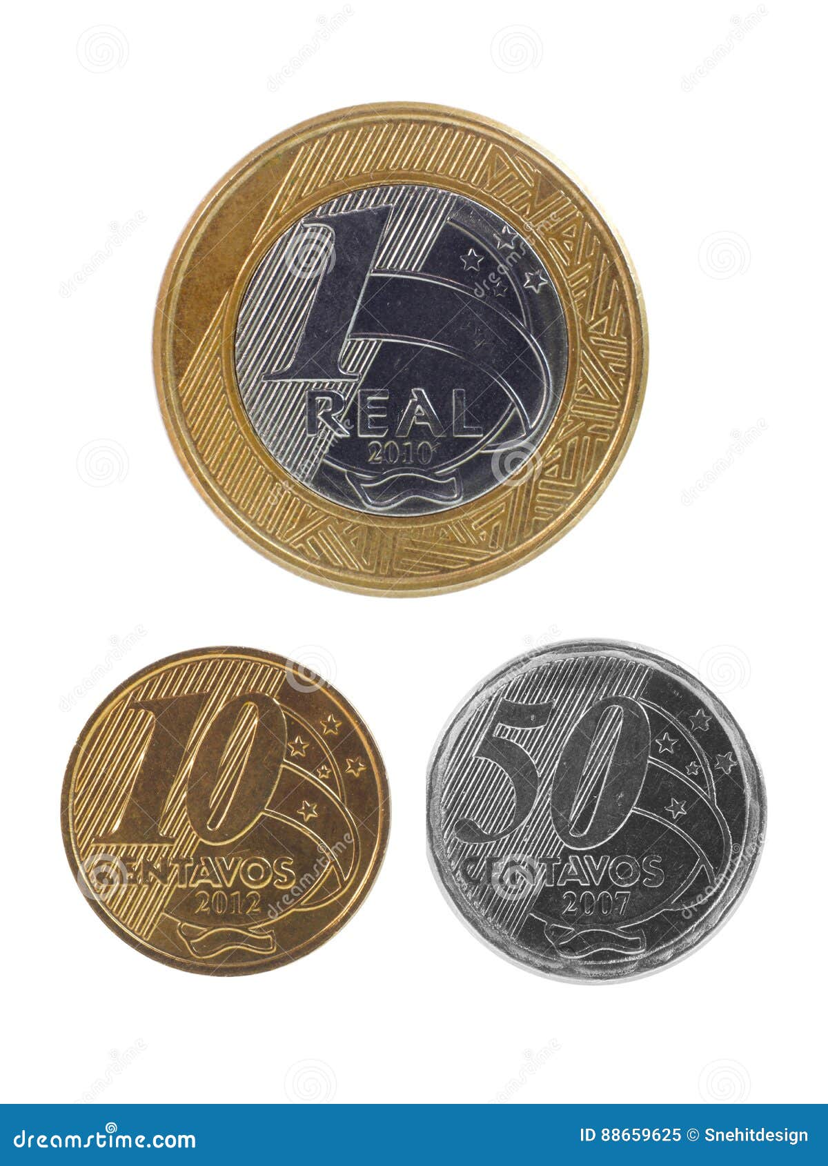 Brazilian coins isolated stock image. Image of market - 88659625
