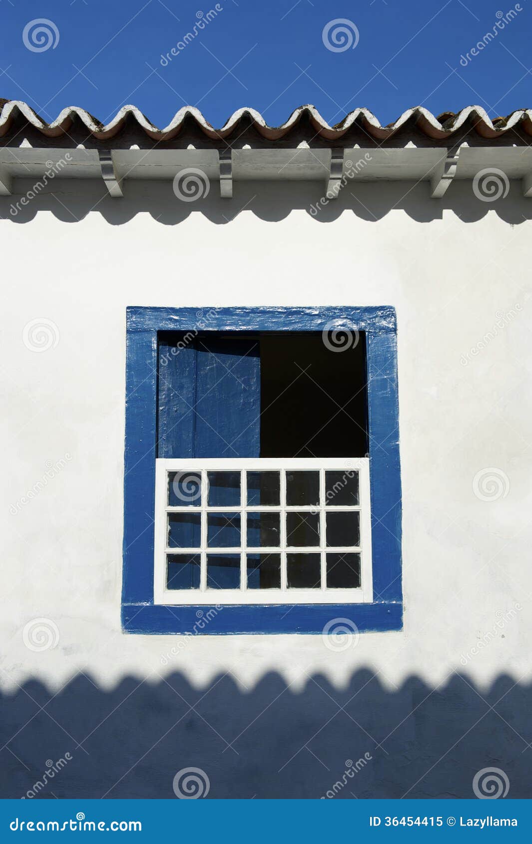 Brazilian Colonial Architecture Open Blue Window Stock Image - Image of ...