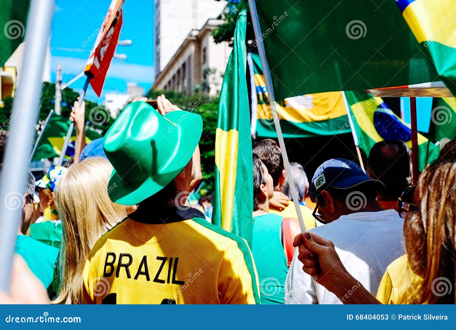 Brazilian Crowd editorial stock photo. Image of flag - 68404053