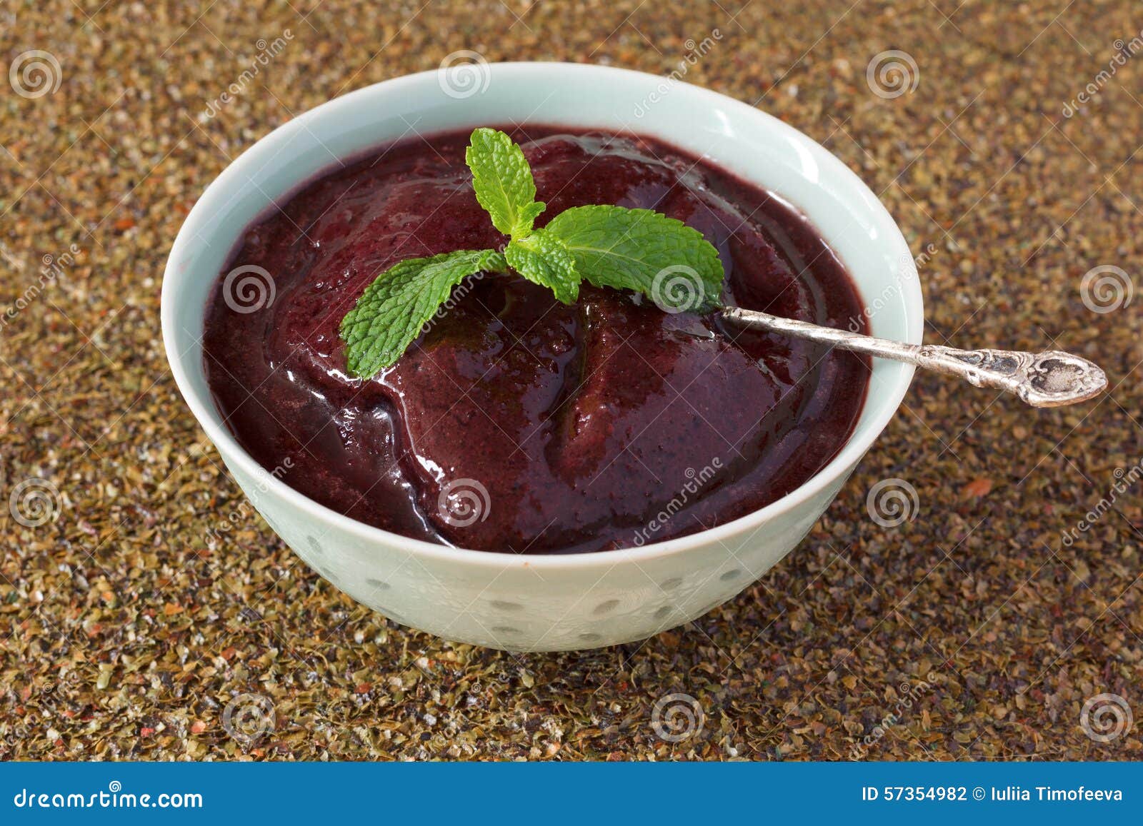 Brazilian Dessert Acai Pulp in Blue Bowl Stock Photo - Image of palm ...