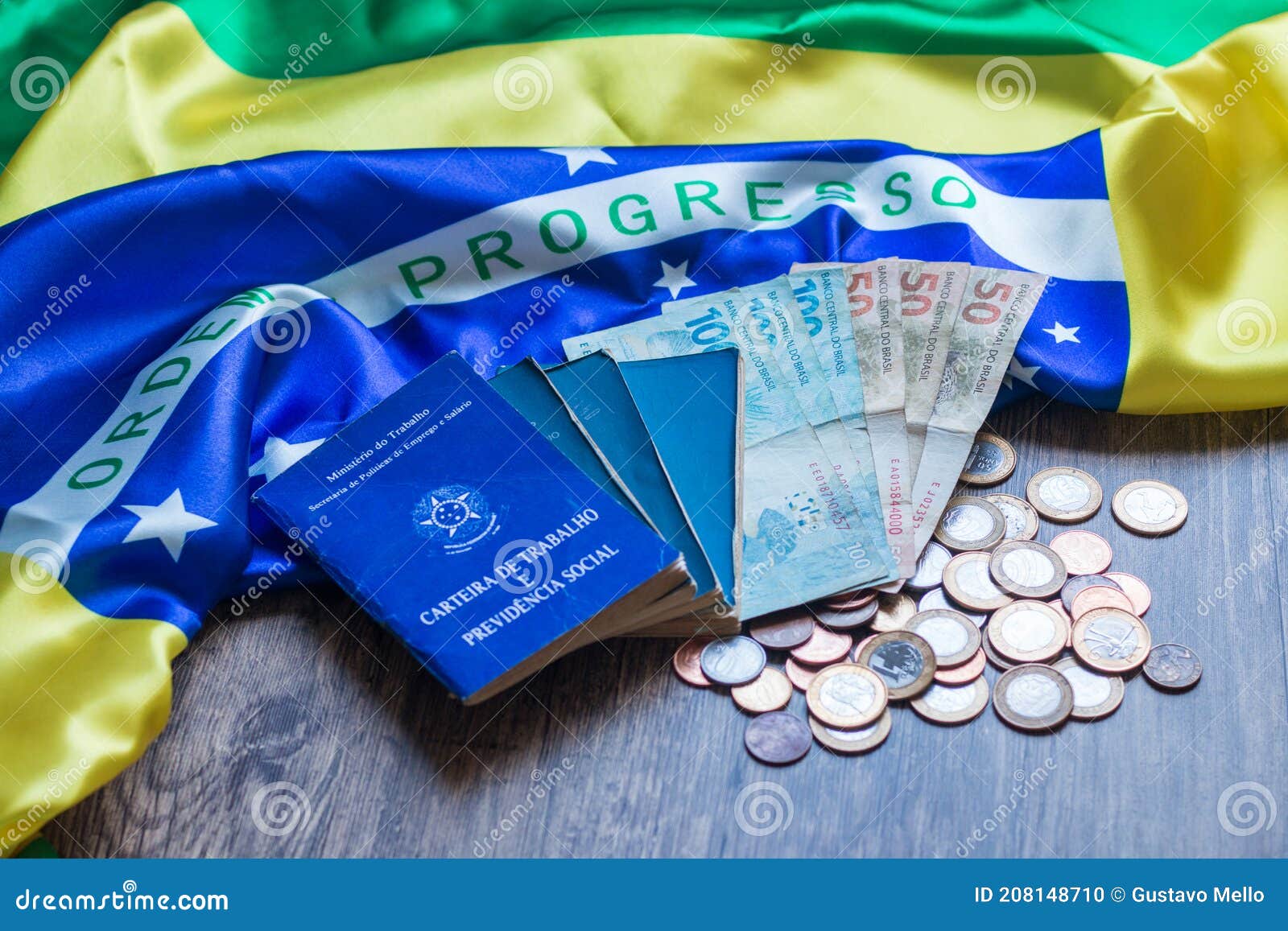 Brazilian Document and Social Security Document and Brazilian Currency ...