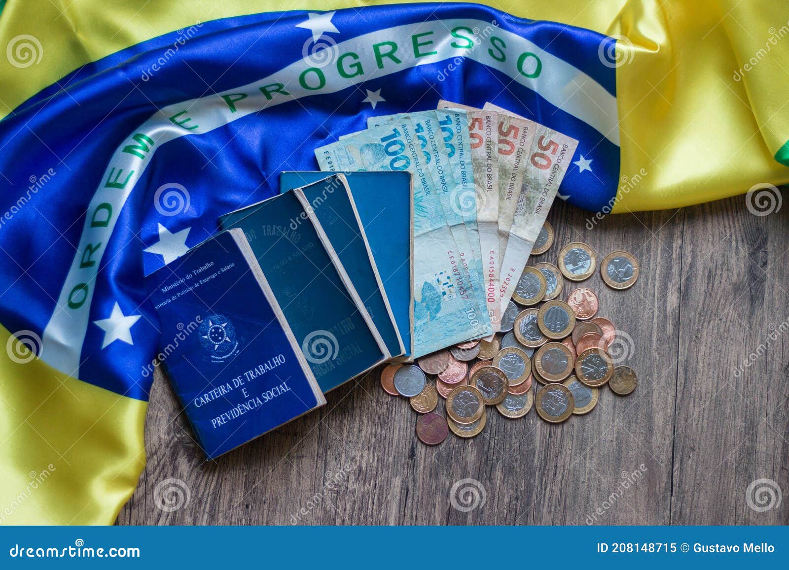 Brazilian Document and Social Security Document and Brazilian Currency ...