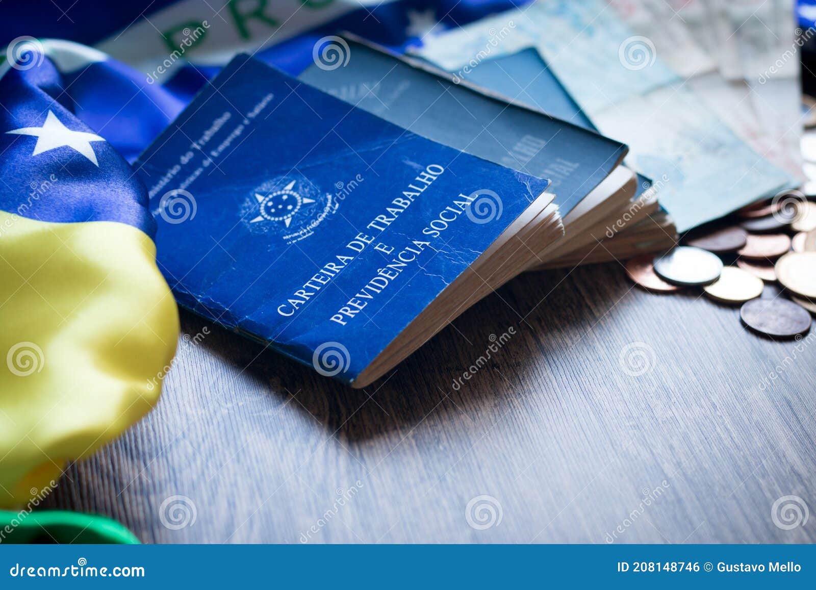 Brazilian Document and Social Security Document and Brazilian Currency ...