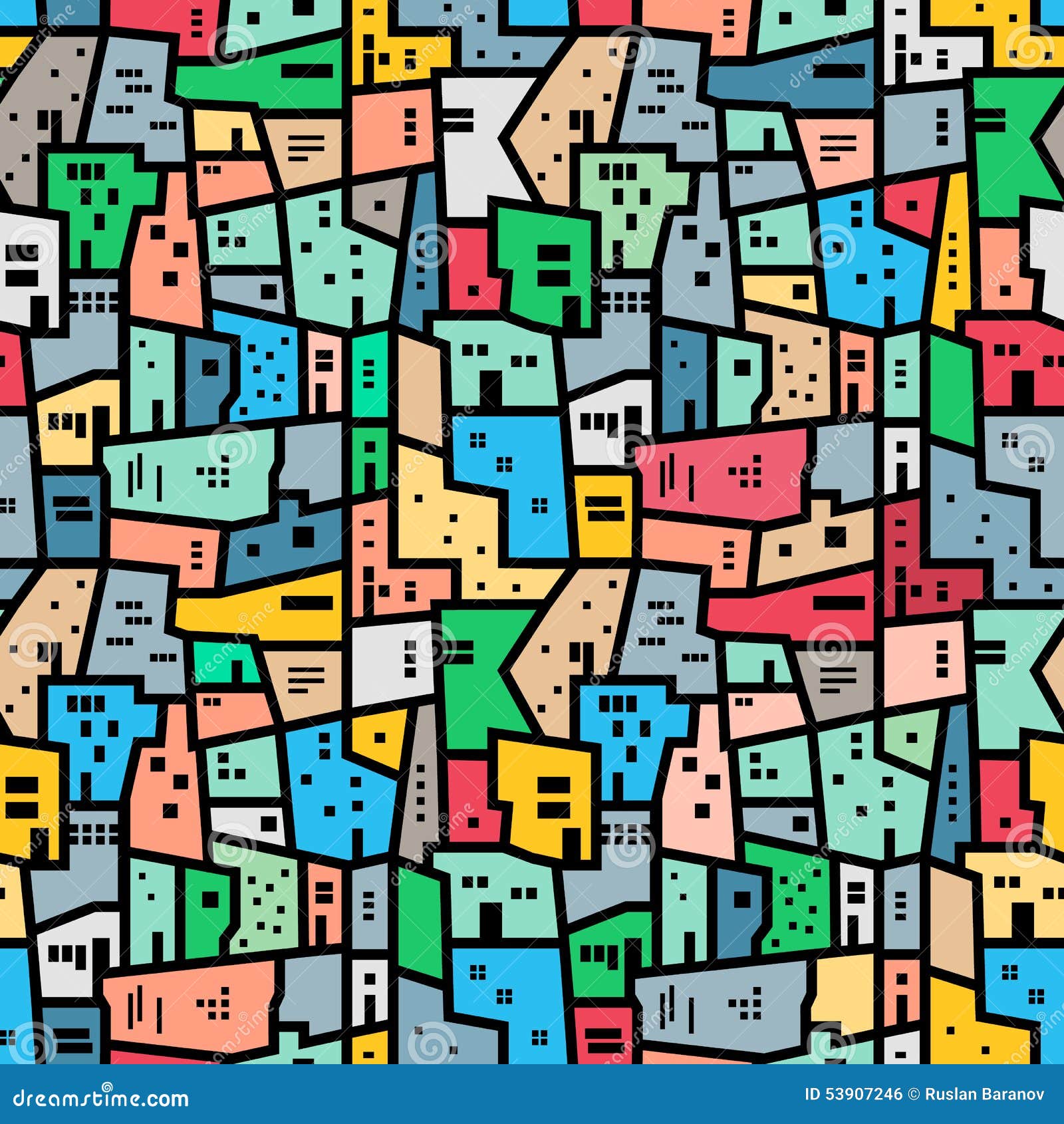 Brazilian Favela. Bright Colored Seamless Pattern. Stock Vector ...