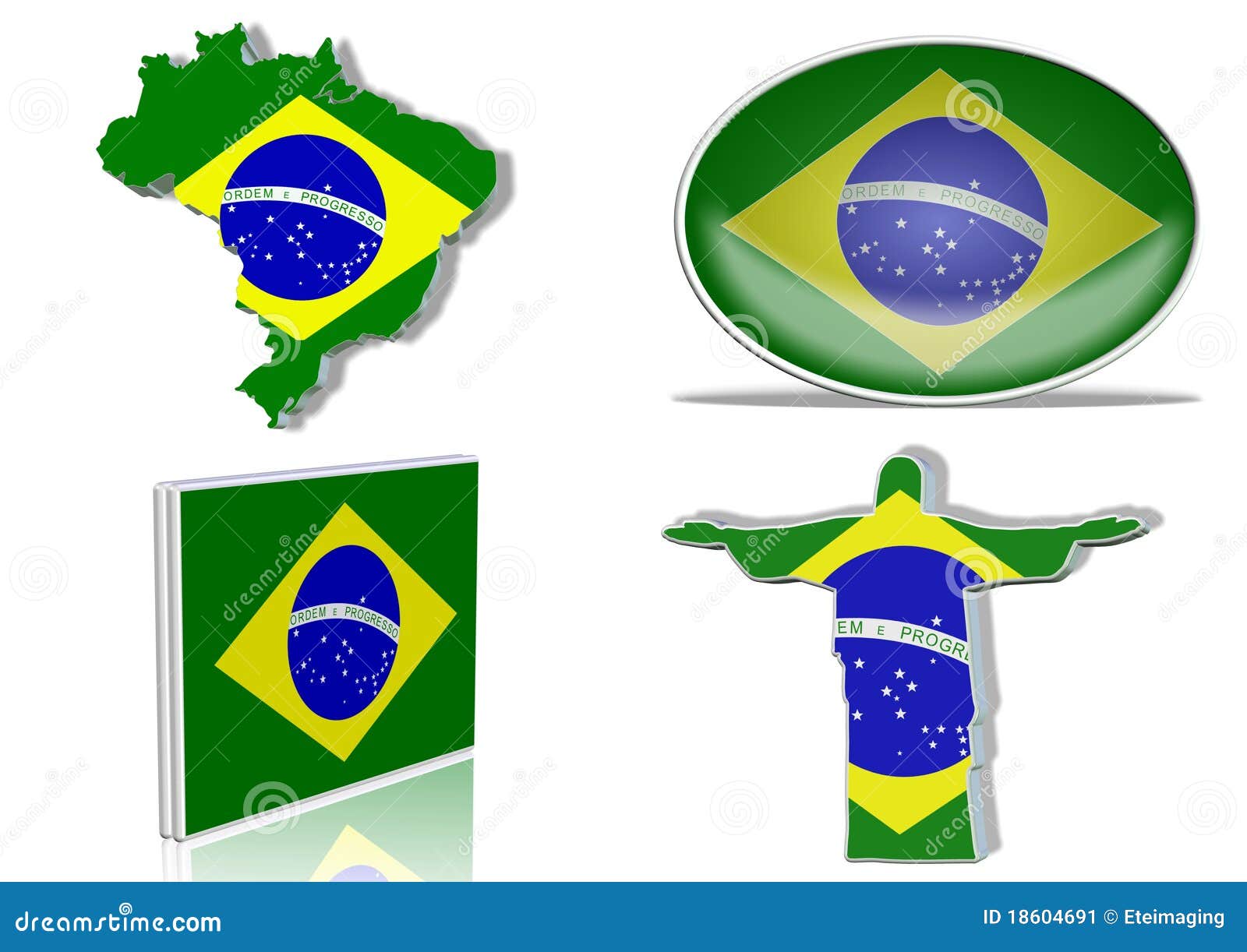 Brazilian flag stock vector. Illustration of brazil, outline - 18604691