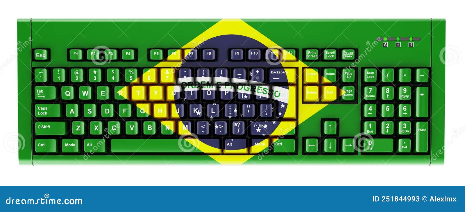 Brazilian Flag Painted on Computer Keyboard. 3D Rendering Stock ...