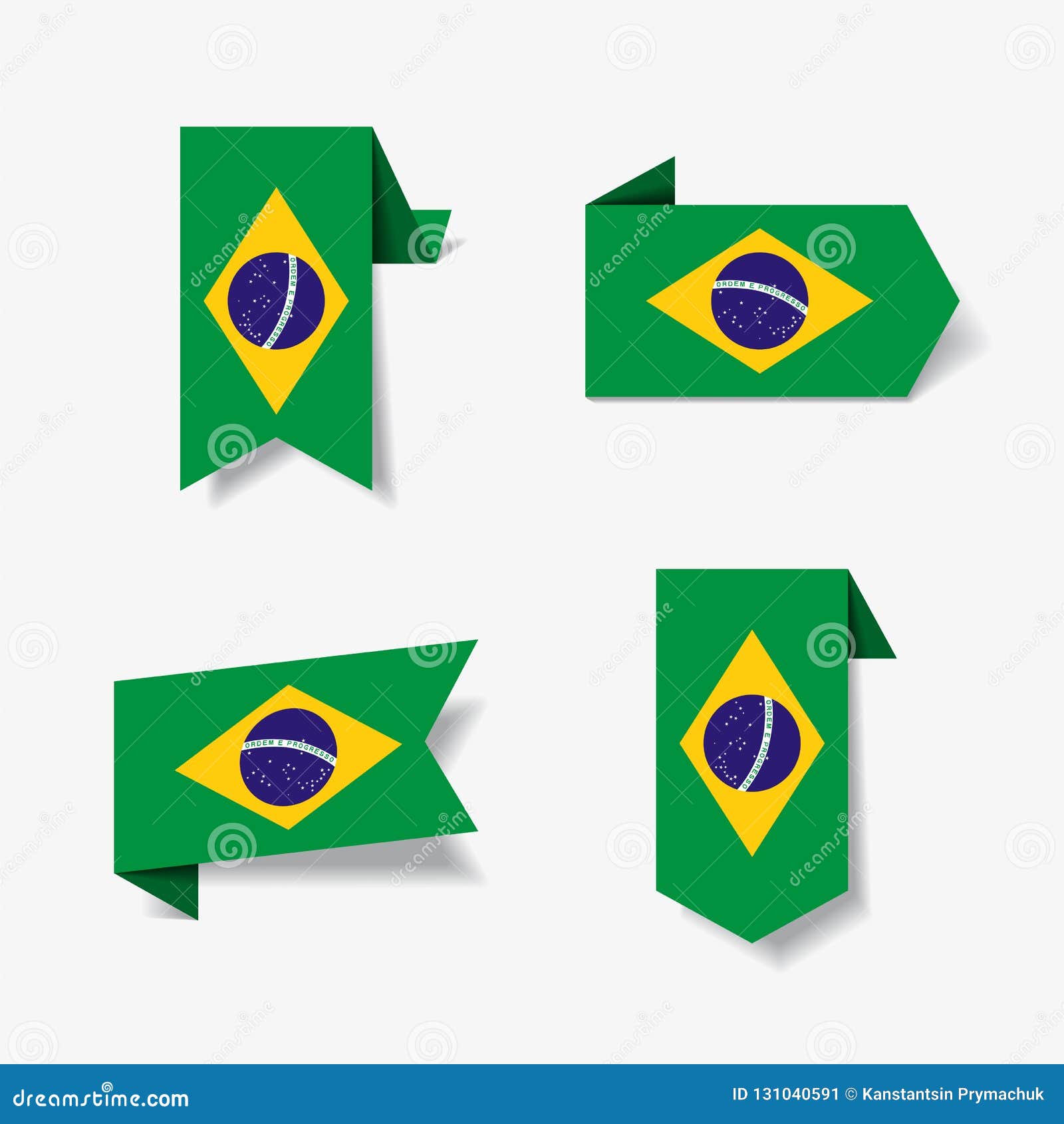 Brazilian Flag Stickers and Labels. Vector Illustration. Stock Vector ...