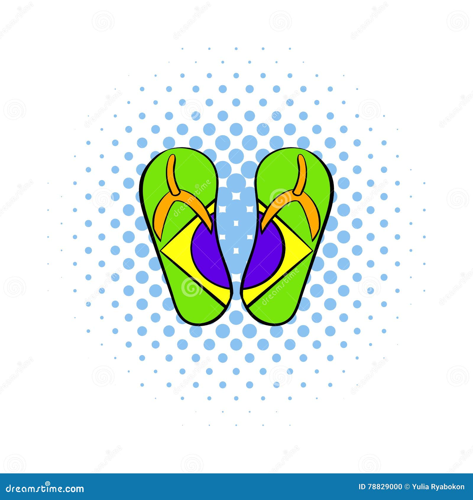 Brazilian Flip Flops Icon, Comics Style Stock Vector - Illustration of ...