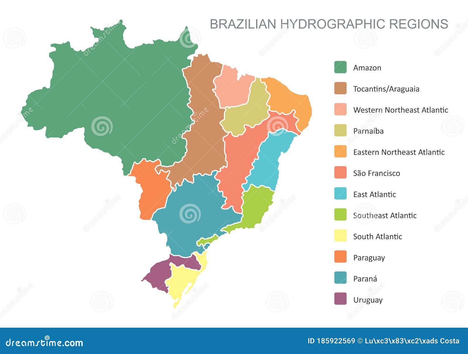Brazilian Hydrographic Regions Stock Image - Image of east, river ...