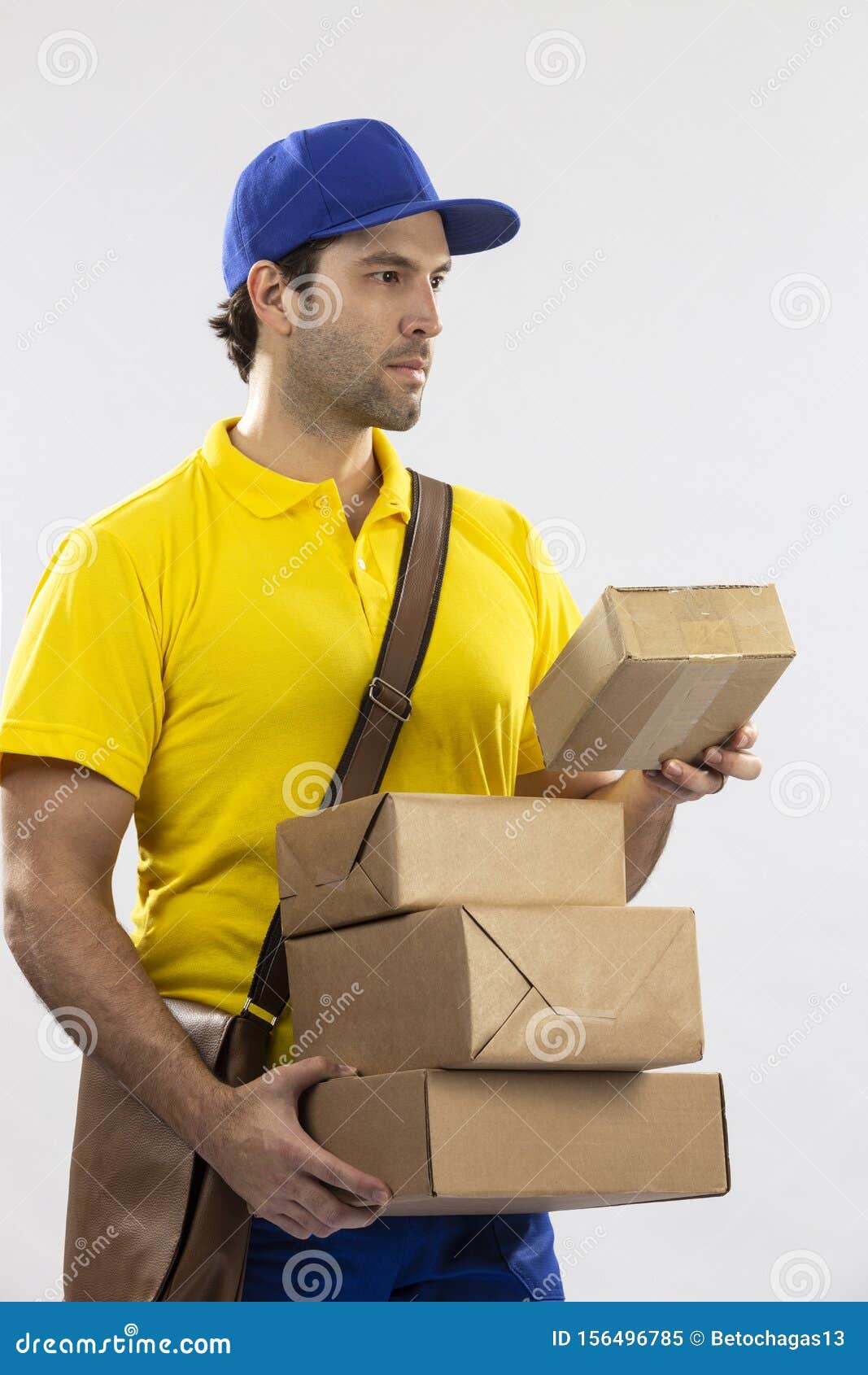Brazilian Mailman on a White Background Stock Image - Image of ...