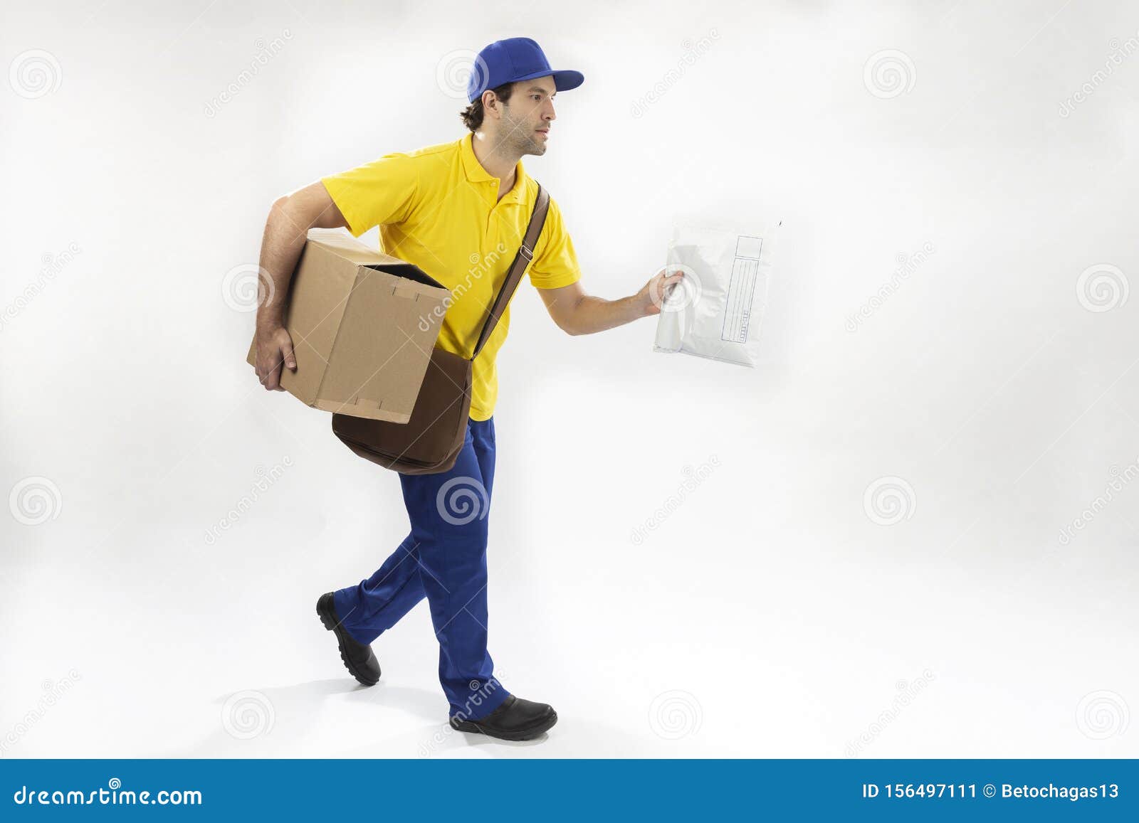 Brazilian Mailman on a White Background Stock Image - Image of post ...