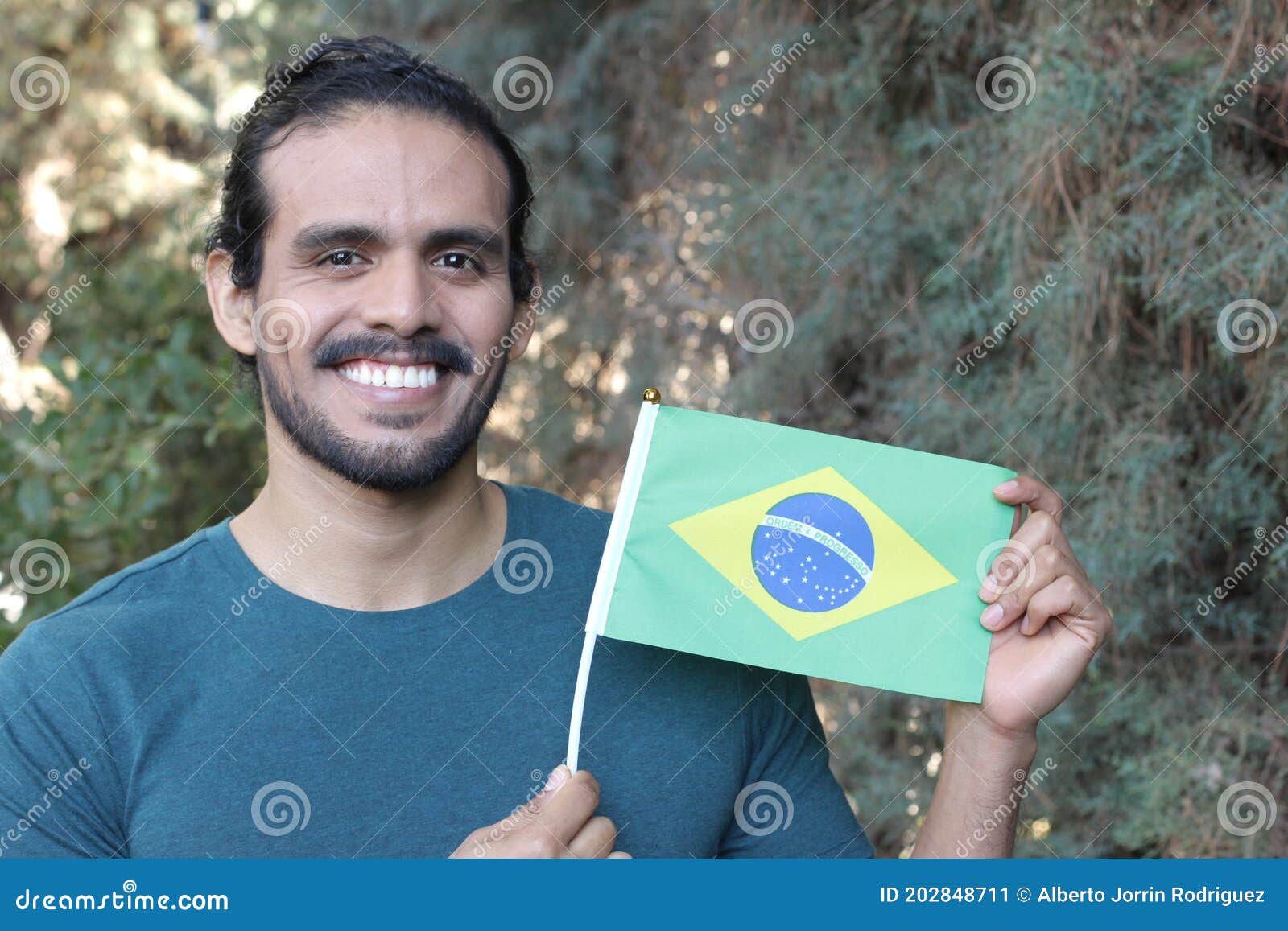 Brazilian Man Holding His Flag Stock Image - Image of patriot, brazil ...