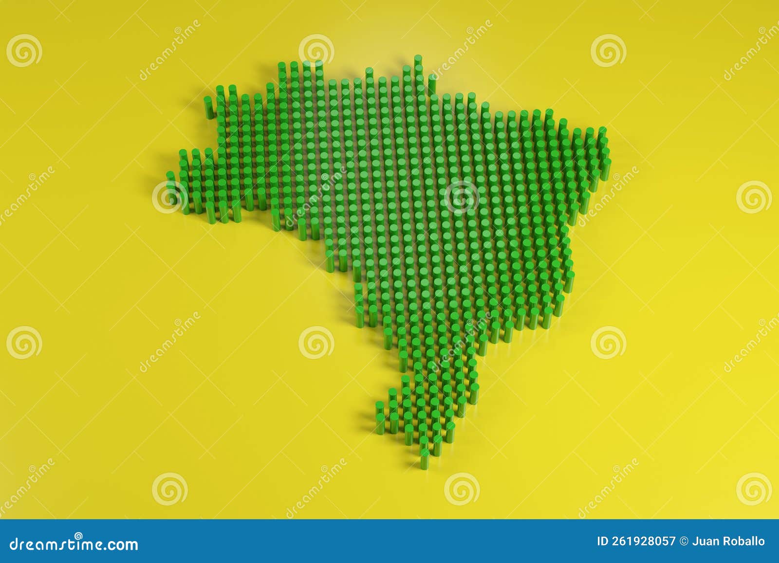 Brazilian Map with Green Columns on Yellow Background. 3d Illustration ...