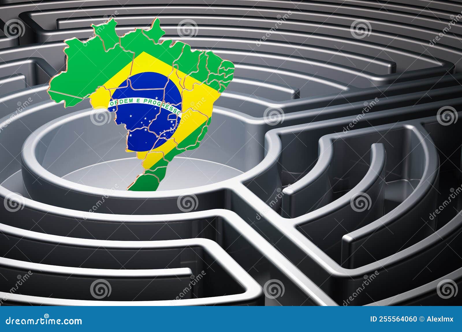 Brazilian Map Inside Labyrinth, 3D Rendering Stock Illustration ...