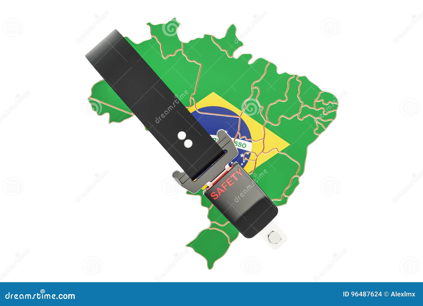 Brazilian Map with Safety Belt. Security and Protect or Insurance Stock ...