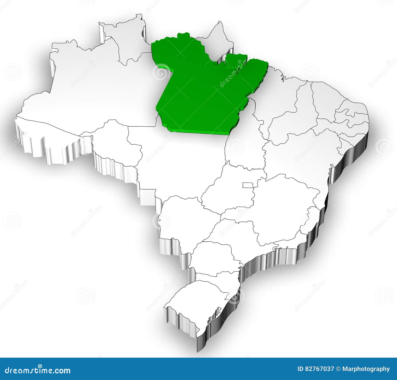 Brazilian Map with States Separated Stock Illustration - Illustration ...