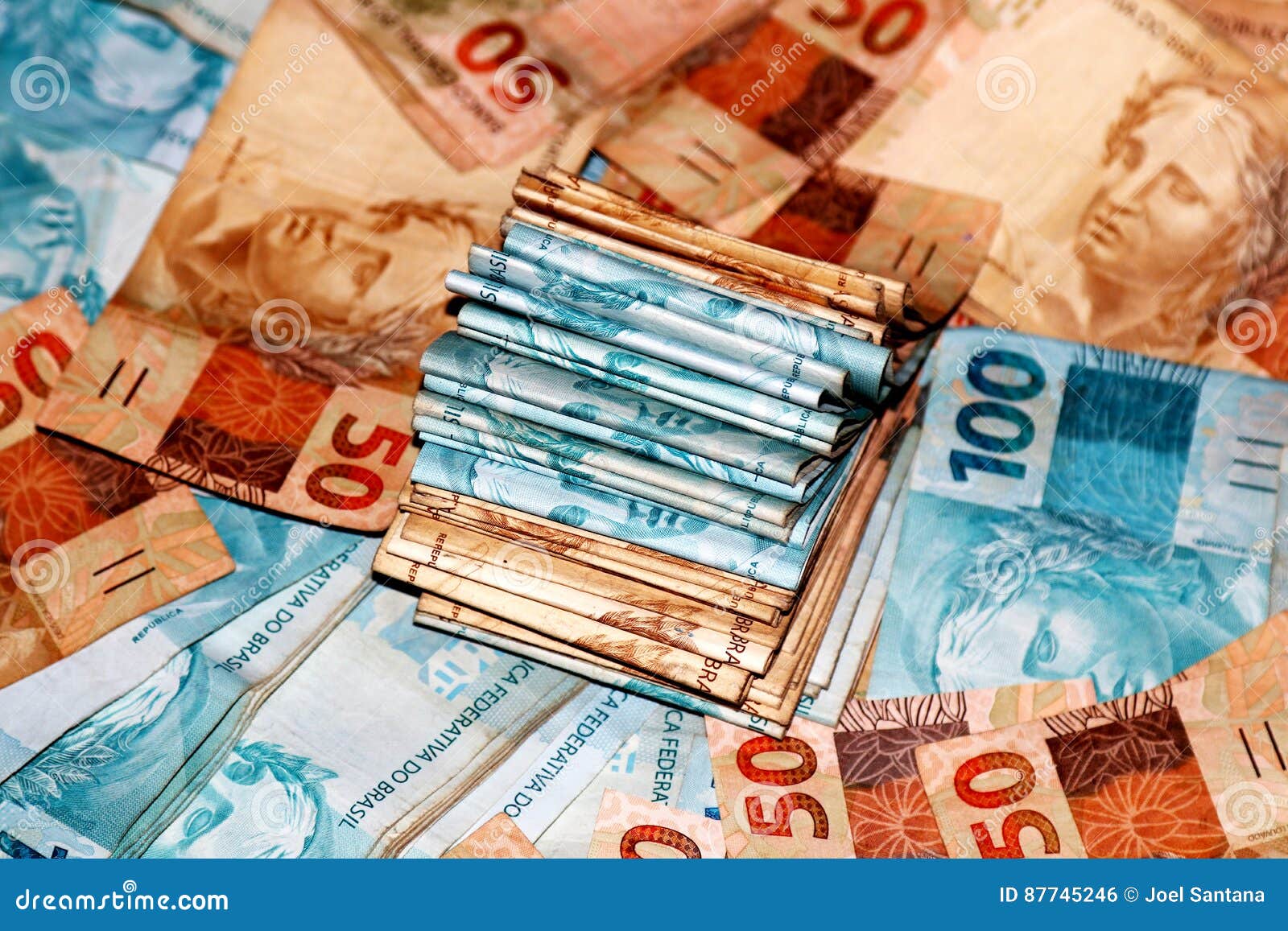 Brazilian Money Package with Notes of Diverse Values Stock Photo ...