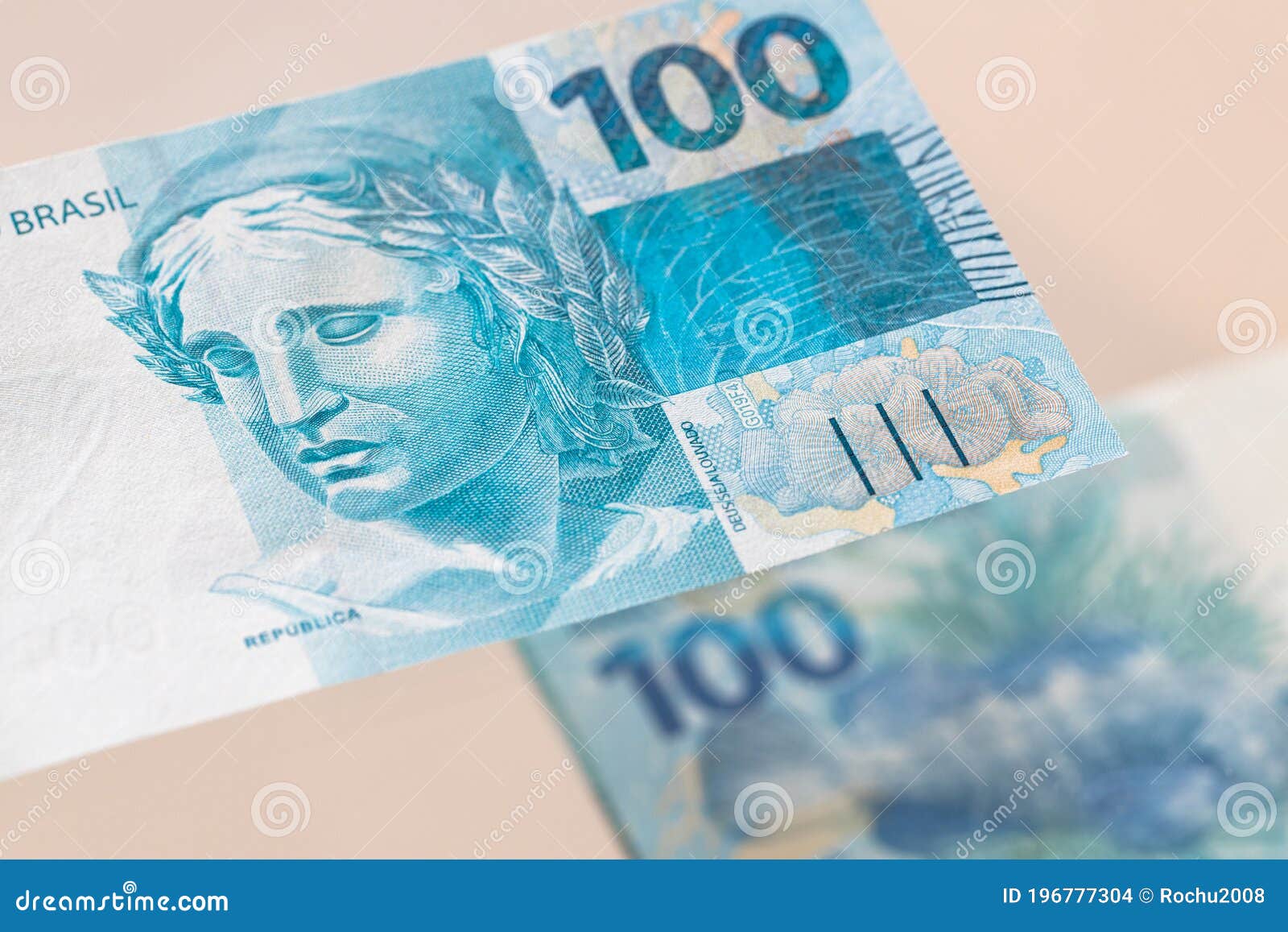 Brazilian Money, Paper Notes with the Highest Value of 100 Reais Stock ...