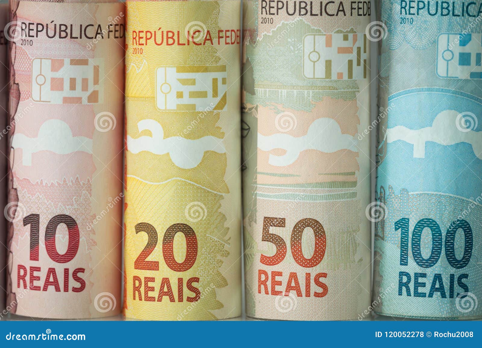 Brazilian Money / Reais, Various Denomination Stock Photo - Image of ...