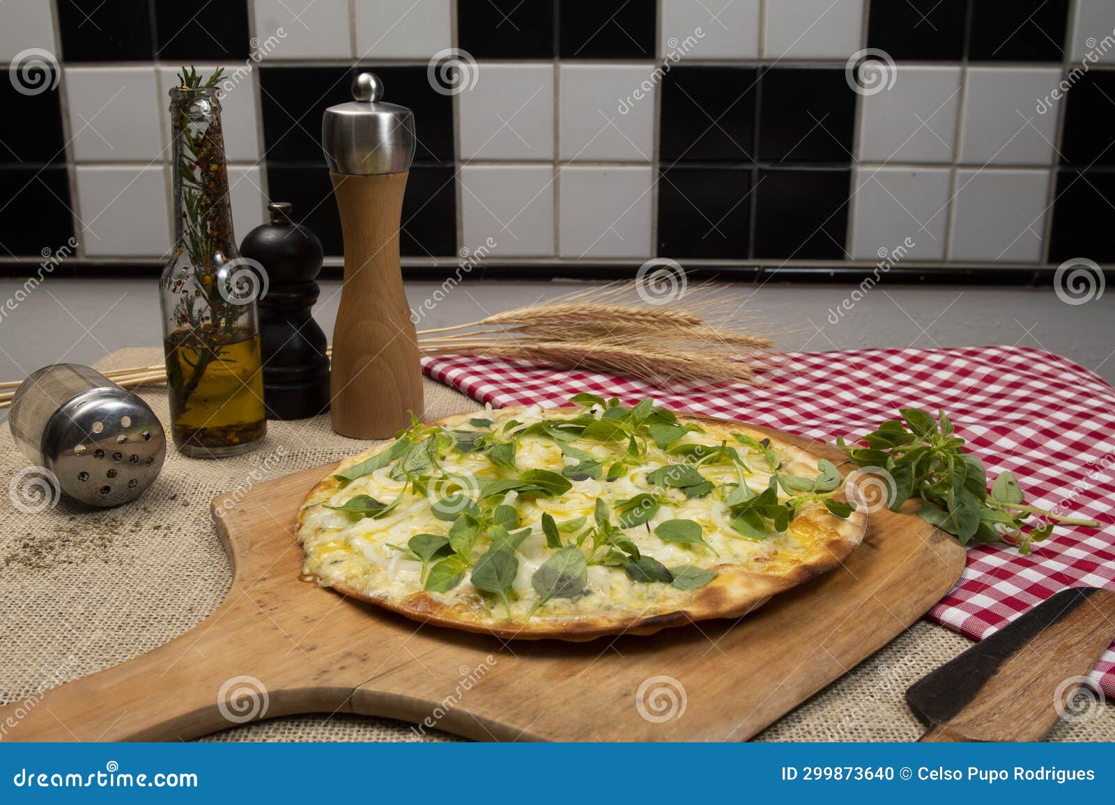 Brazilian Pizza with Cheese, Mozzarella and Basil Stock Photo - Image ...