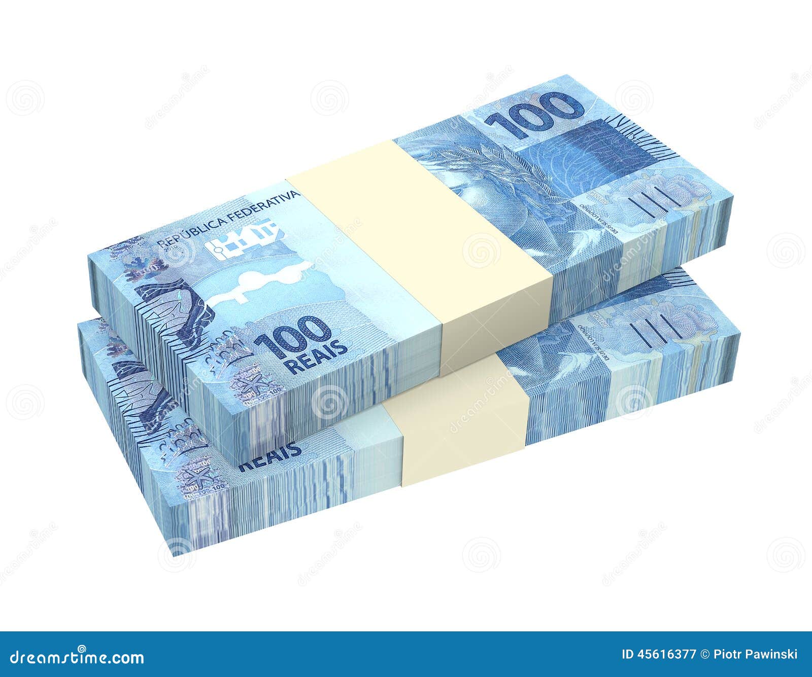 Brazilian Reais Isolated on White Background Stock Illustration ...