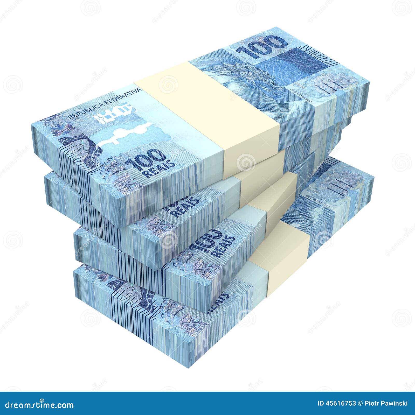 Brazilian Reais Isolated on White Background Stock Illustration ...
