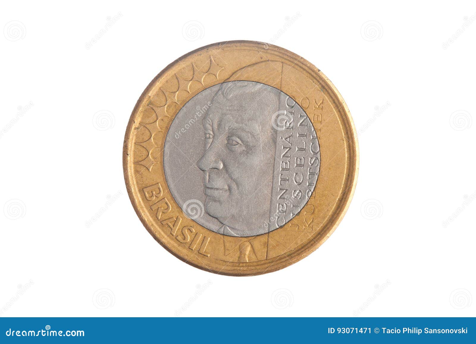 Brazilian 1 Real coin stock image. Image of comemmorative - 93071471