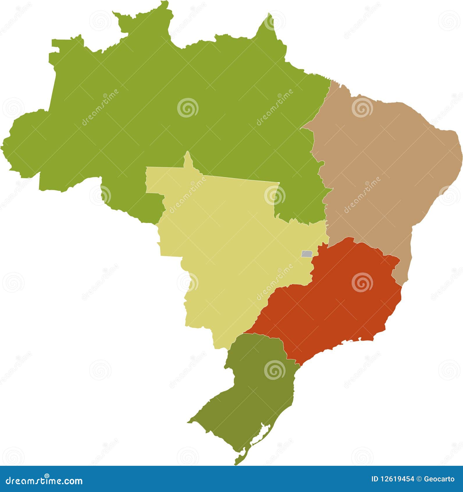 Brazilian regions stock vector. Illustration of america - 12619454