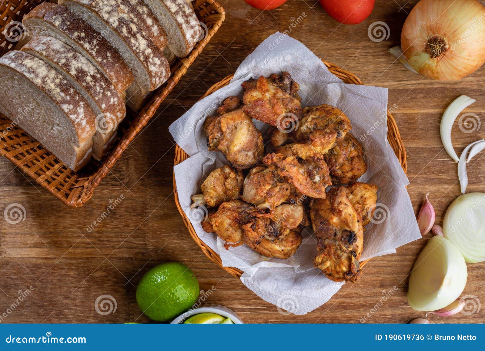 Brazilian Style Deep Fried Chicken and Sliced White Bread. Called ...