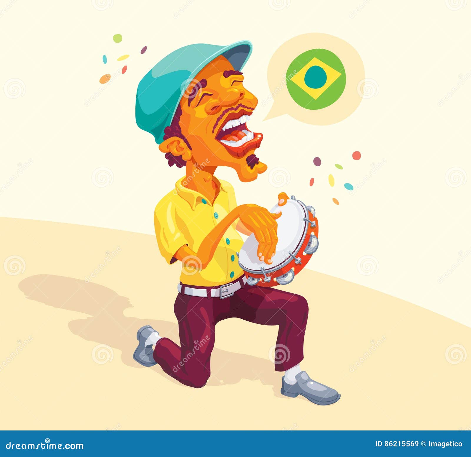 Brazilian Tambourine Player Singing And Playing Samba At Rio Carnival ...