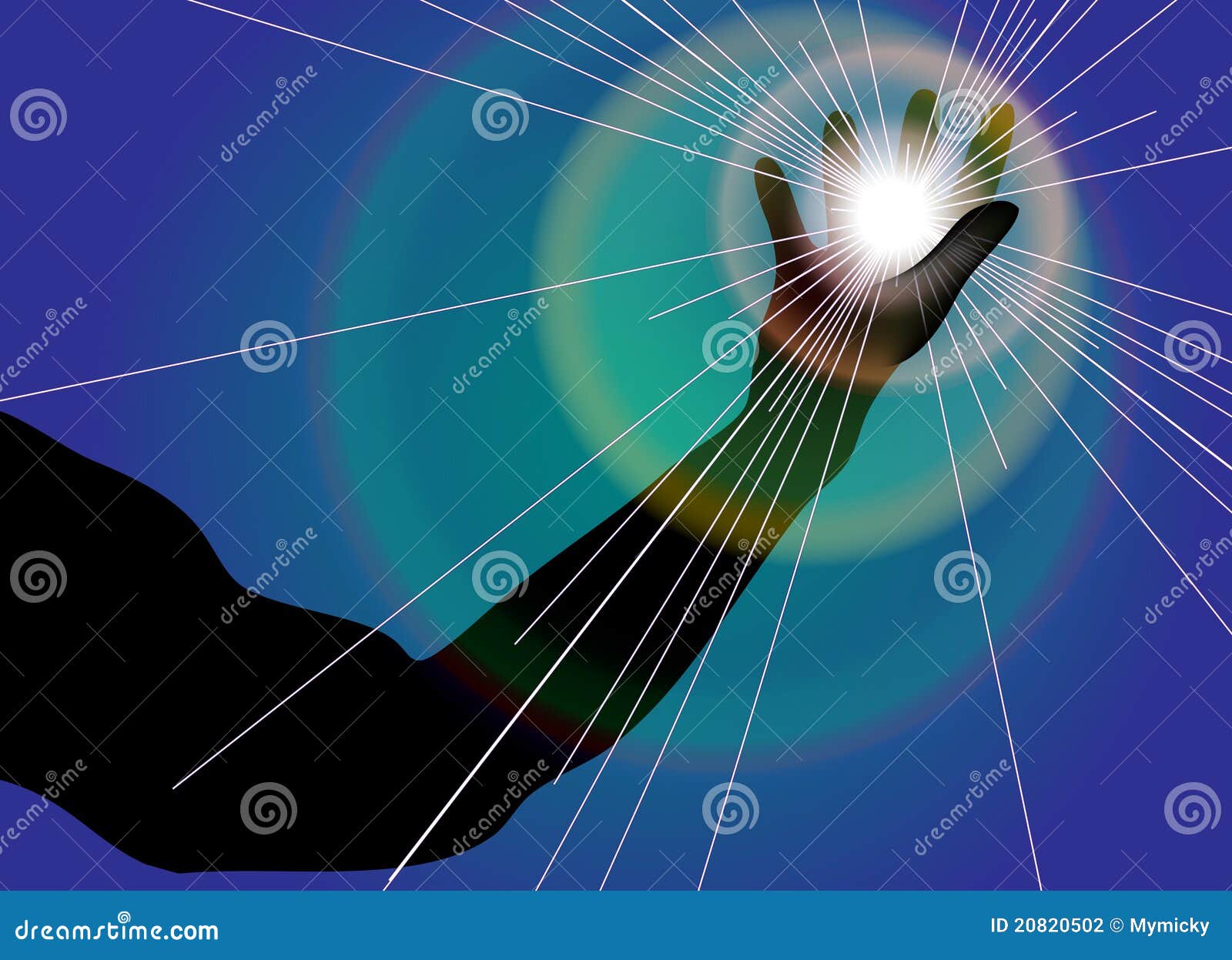 Brazo con un fulgor stock de ilustración. Ilustración de estrella ...