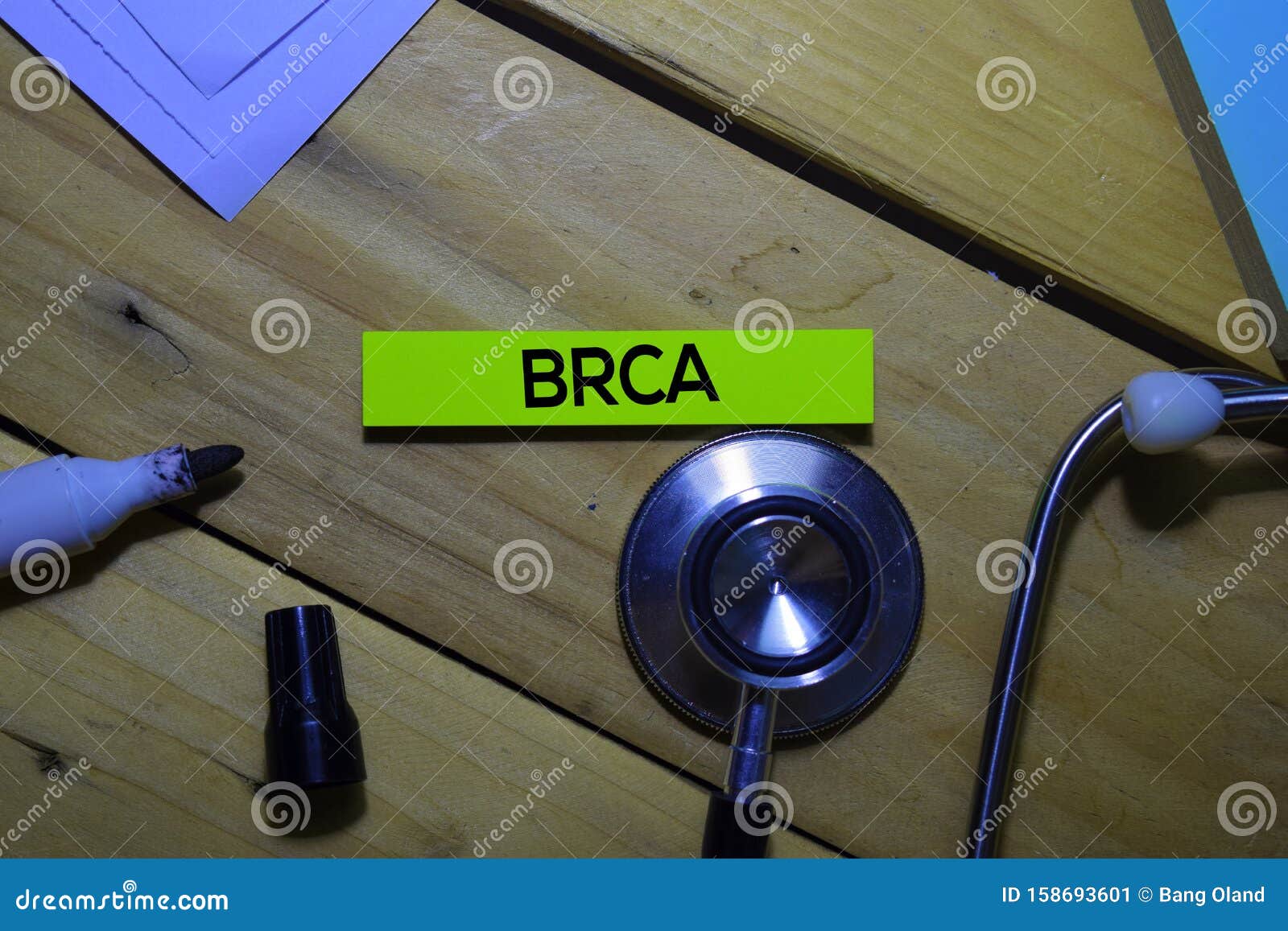BRCA Text on Sticky Notes and Stethoscope on Office Desk. Heathcare ...