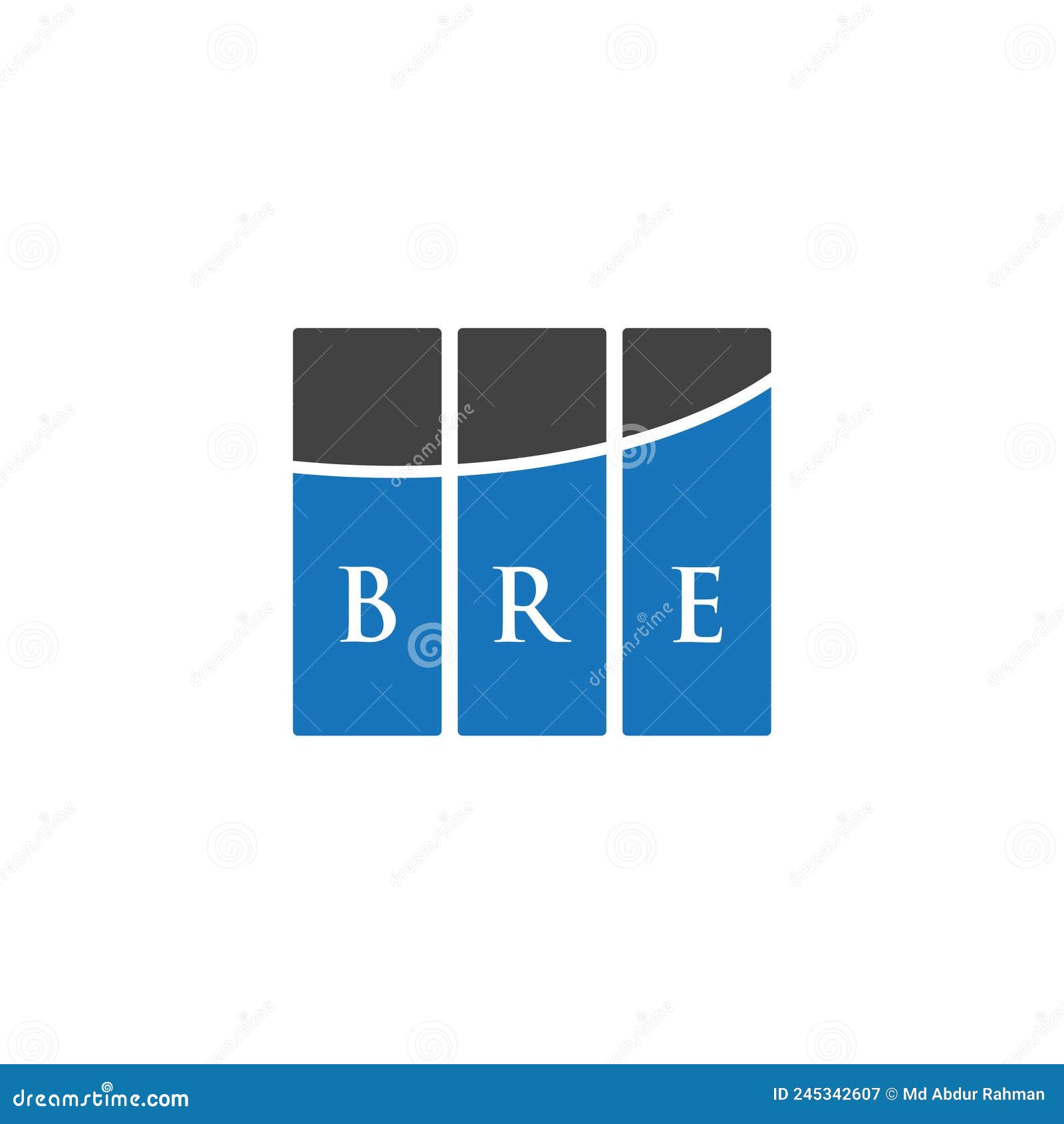 BRE Letter Logo Design on BLACK Background. BRE Creative Initials ...
