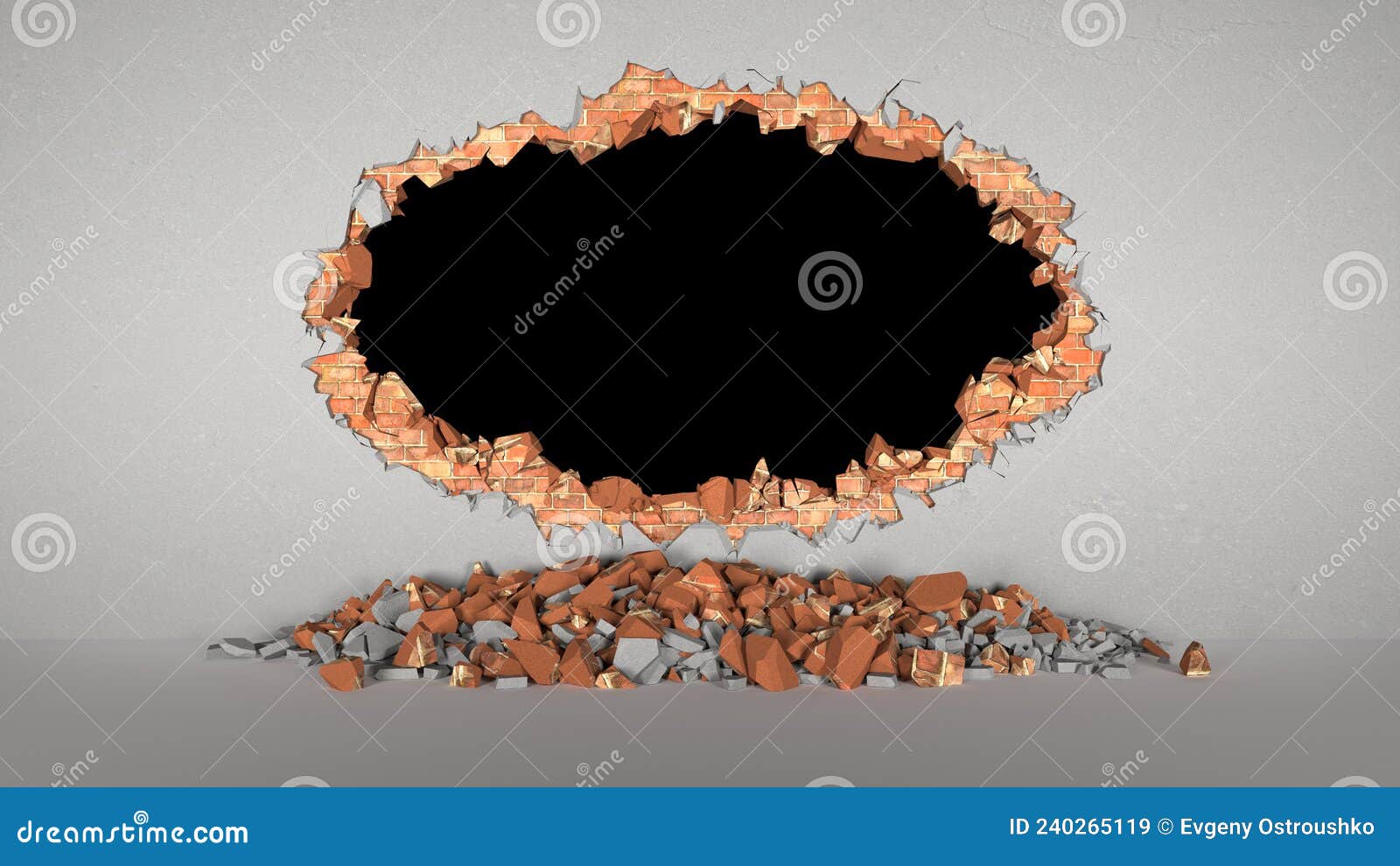 Breach in a Brick Wall Covered with Plaster in the Shape of an Ellipse ...