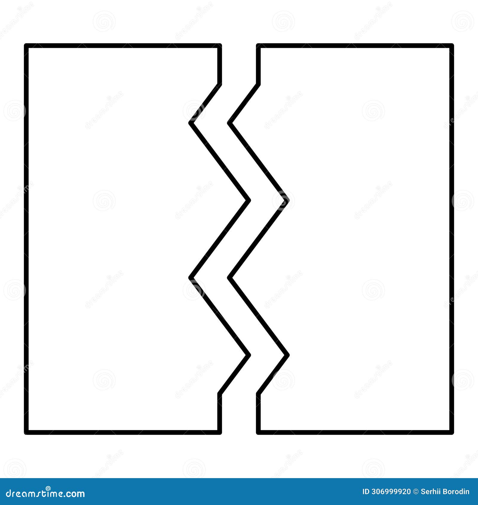 Breach Broken Torn Tear Object Document Contour Outline Line Icon Black ...