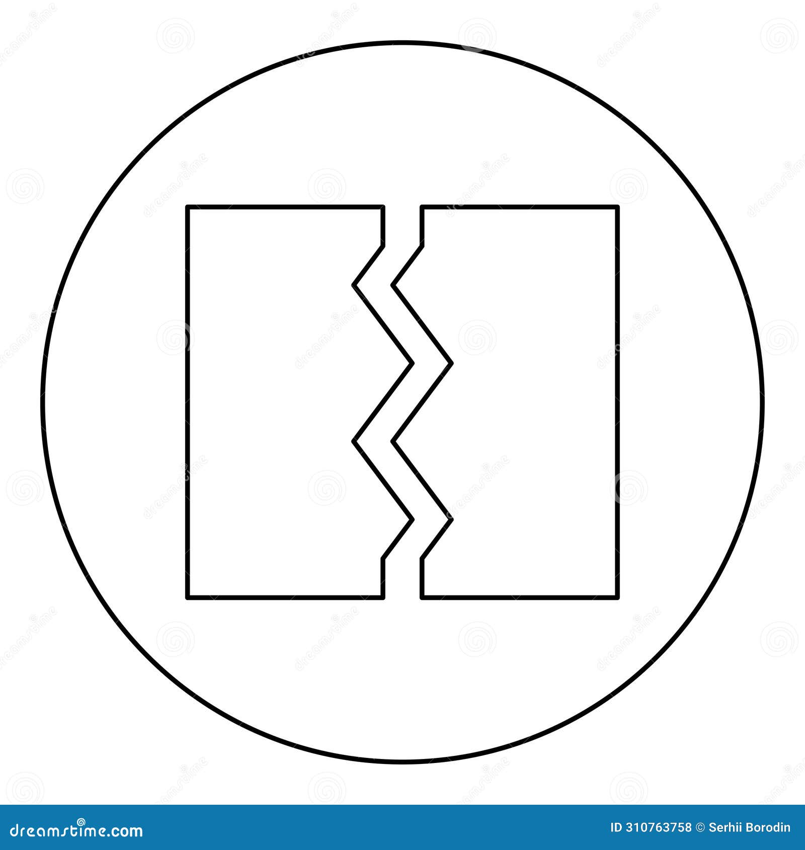 Breach Broken Torn Tear Object Document Set Icon White Color Vector ...