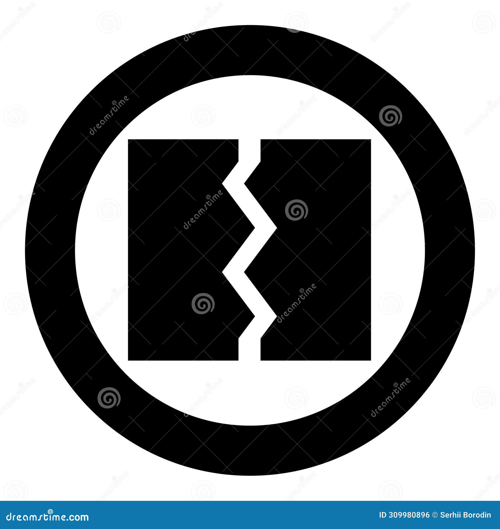 Breach Broken Torn Tear Object Document Set Icon White Color Vector ...