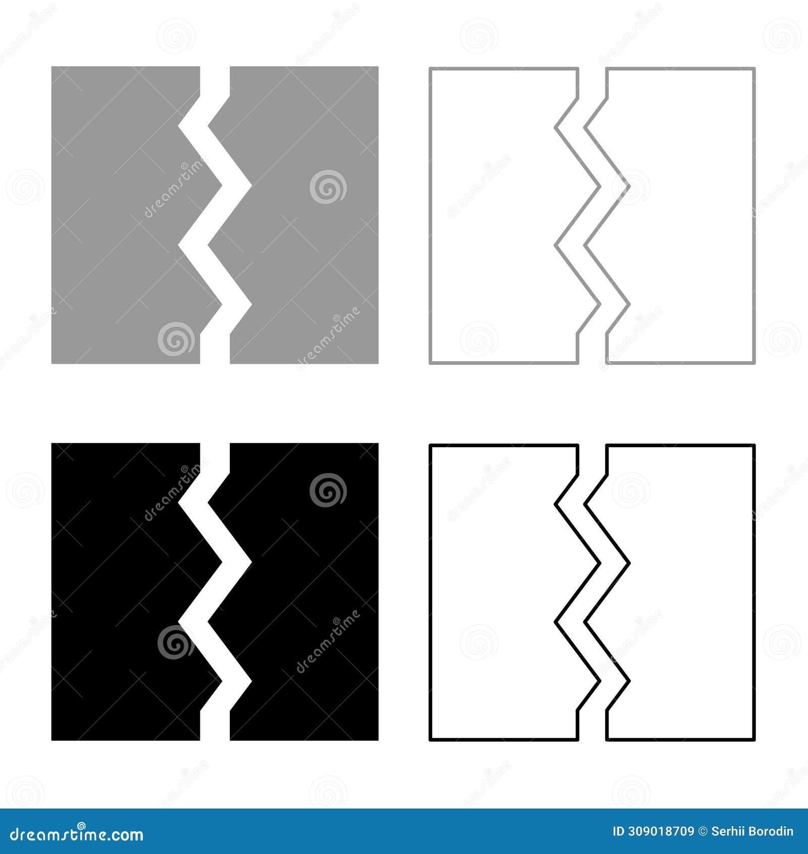Breach Broken Torn Tear Object Document Set Icon White Color Vector ...