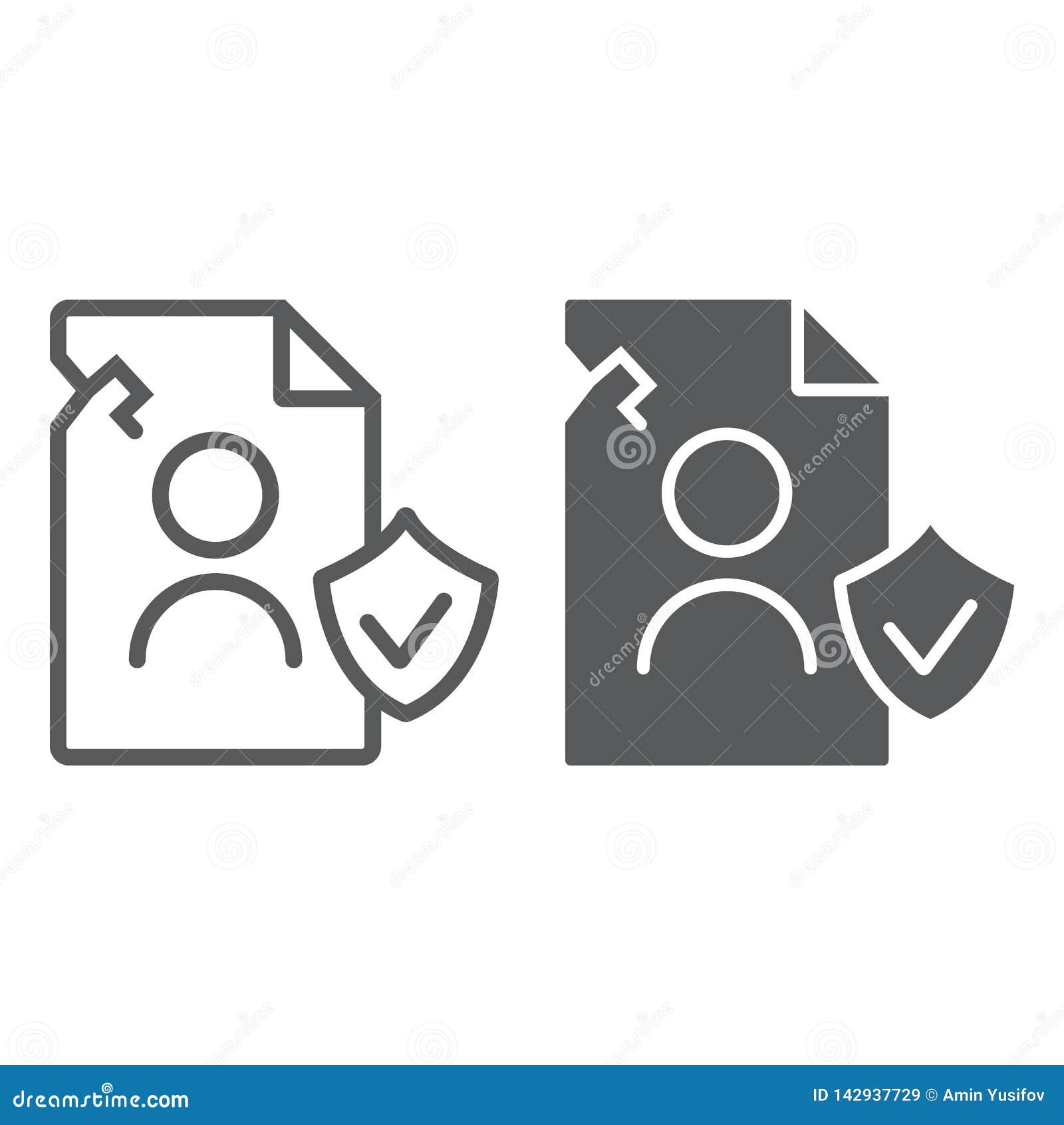 Breach Personall Data Line and Glyph Icon, Private and Protect, Privacy ...