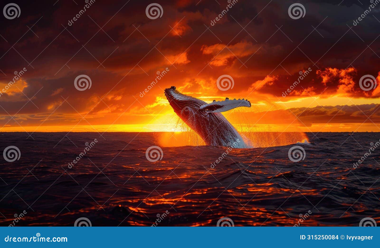 A Breaching Orca Whale Captured in Mid-air Against a Vibrant Sunset Sky ...