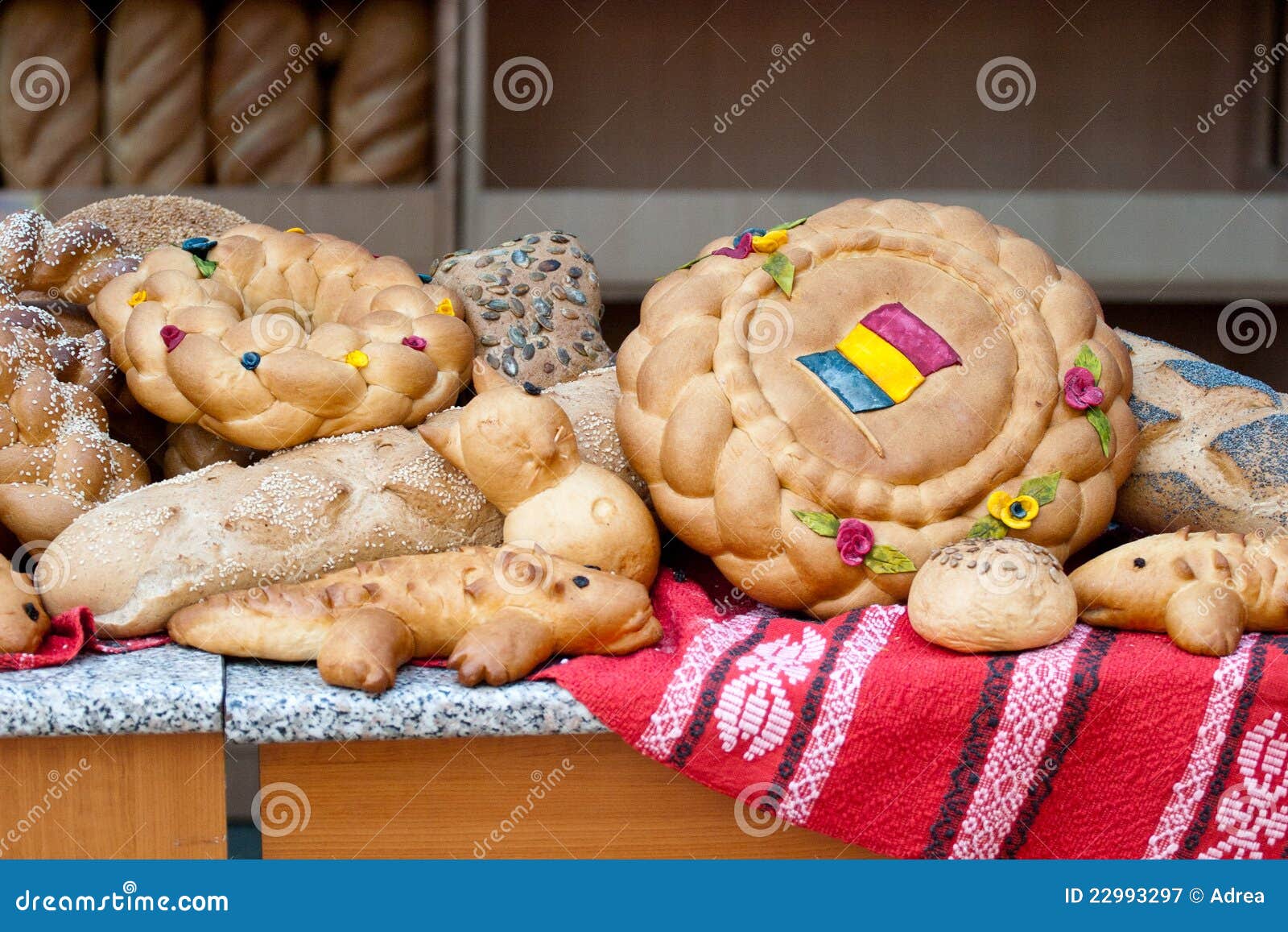 Traditional Bread with Romanian Flag Stock Image - Image of exposed ...