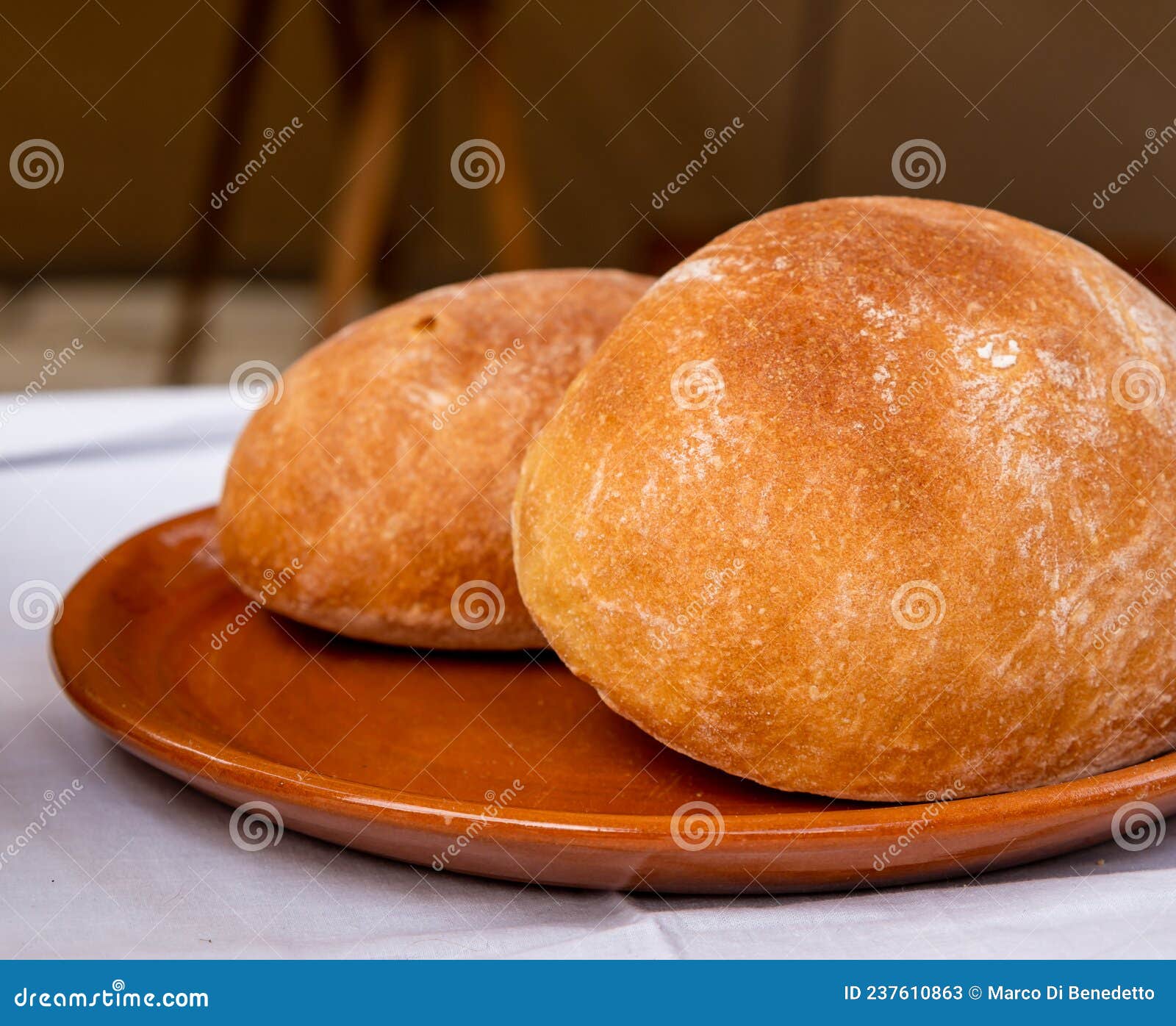 Bread with Ancient Medieval Recipe on a Ceramic Plate Stock Image ...